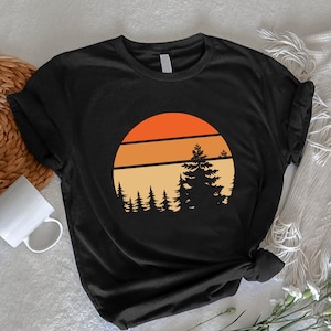 Retro Forest Shirt, Trees Themed Shirt, Adventure Lover Shirt,sun Set ...