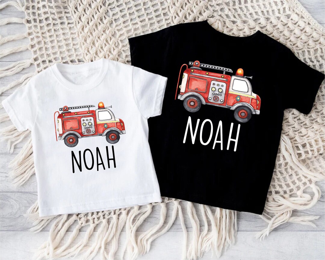 Custom Fire Fighter Shirt, Personalized Fire Truck Shirt, Boys Fire ...