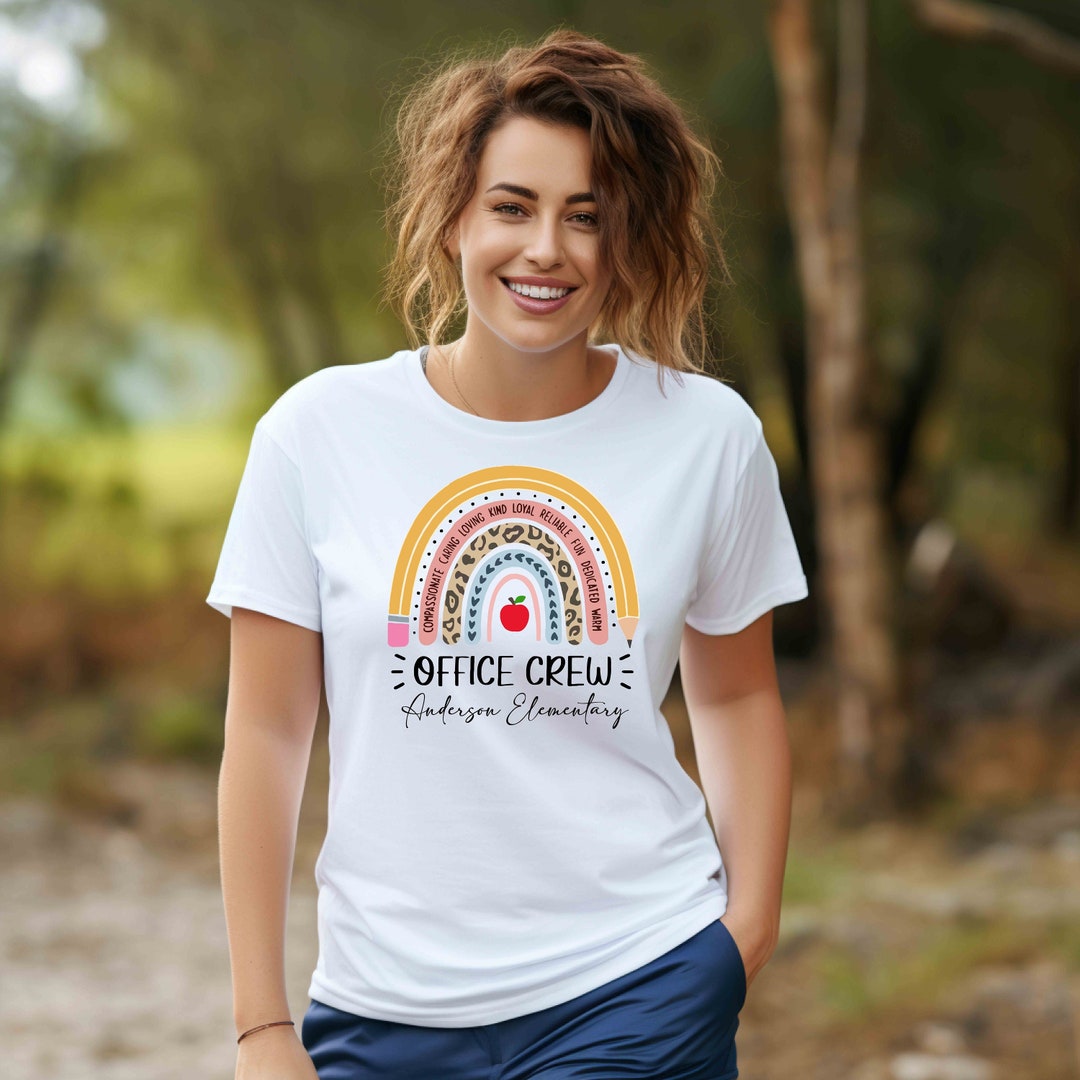 Custom Office Crew Tshirt, Personalized Rainbow Office Shirt, Office ...