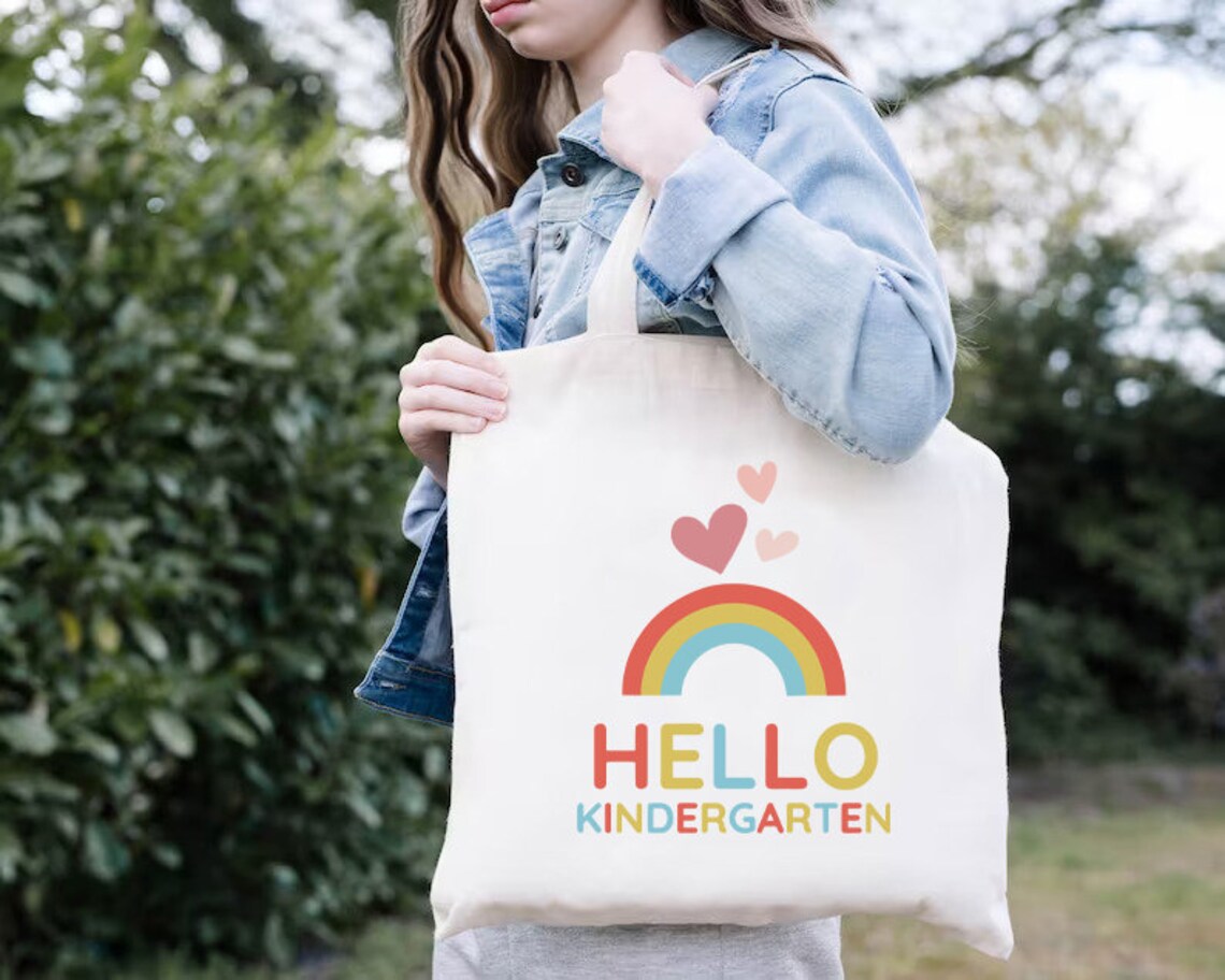Hello Kindergarten Tote Bag,rainbow School Book Bag,1st Day of School ...