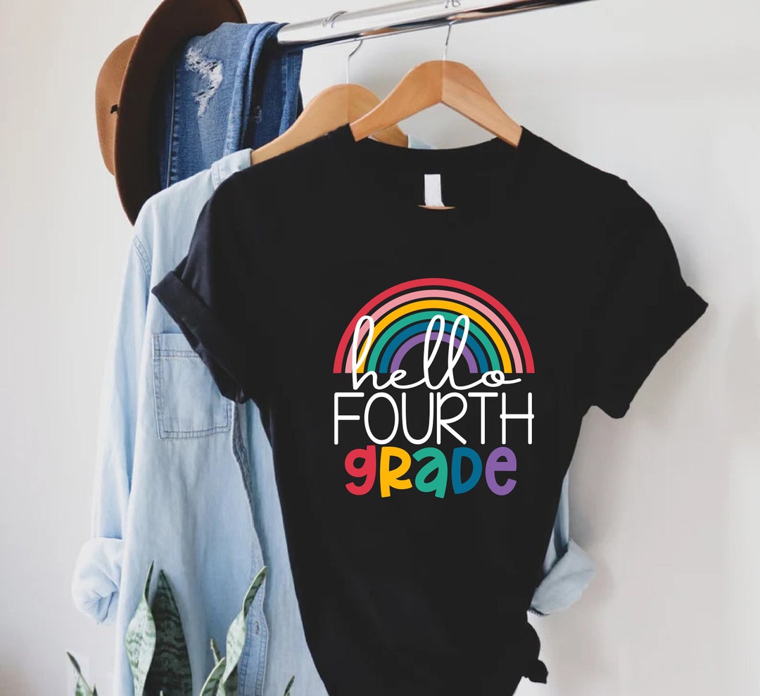 Hello Fourth Grade Shirt, Rainbow Fourth Grade Gift, 4th Grade Kids ...