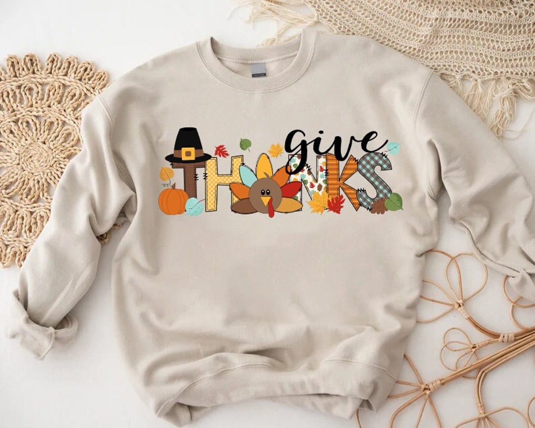 Give Thanks Sweatshirt, Pumpkin Lover Sweatshirt, Turkey Sweatshirt ...
