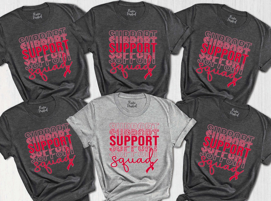 Blood Cancer Support Squad Shirt, Red Ribbon Shirt, Leopard Print ...