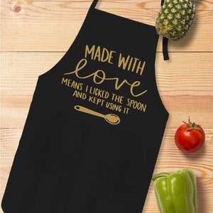 Made With Love Apron, Sarcastic Kitchen Apron, Funny Kitchen Sayings ...