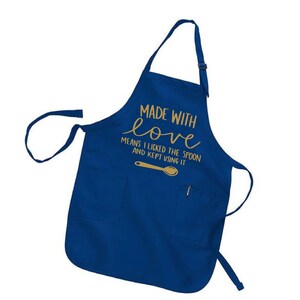 Made With Love Apron, Sarcastic Kitchen Apron, Funny Kitchen Sayings ...
