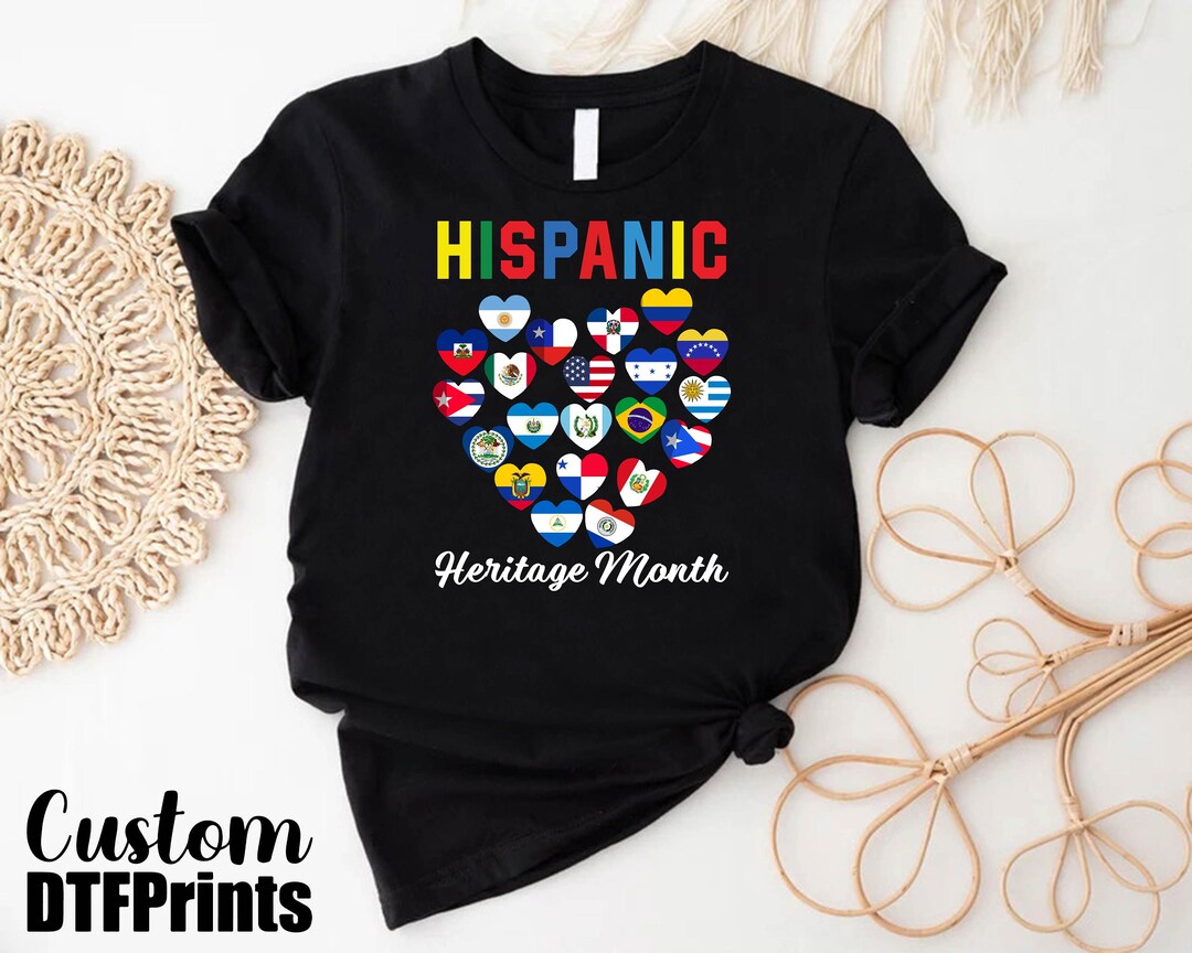 National Hispanic Heritage Month Shirt,hispanic Countries Flags Heart ...
