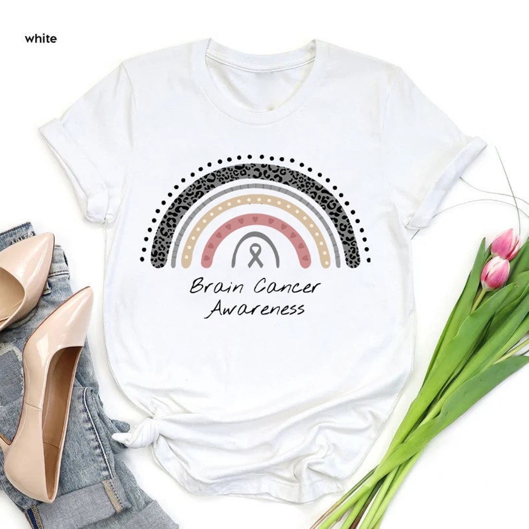Rainbow Brain Cancer Shirt for Women, Brain Cancer Awareness T-shirt ...