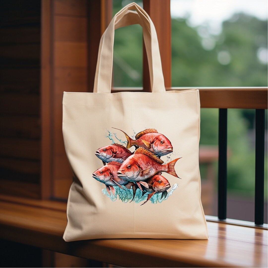 Fish Tote Bag, Red Fish Tote Bag, Koi Fish Tote Bag, Japanese Fish Tote ...