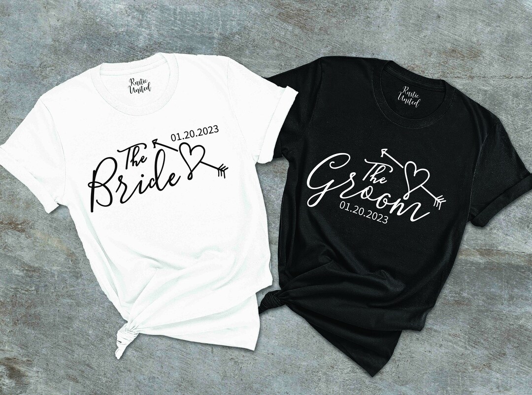 Bride and Groom Shirts Hubs and Wife Shirt Est Couple - Etsy