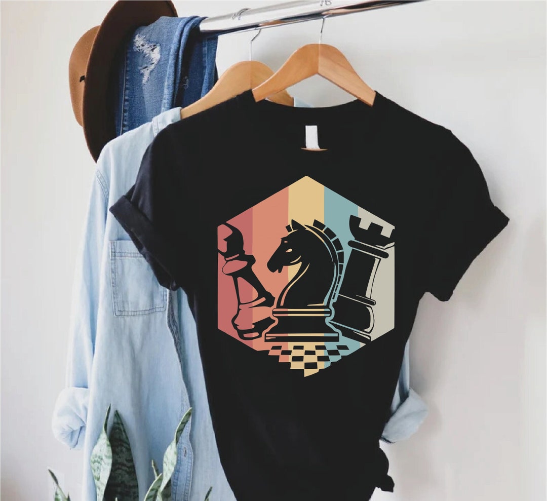 Colorful Retro Chess Shirt, Vintage Chess Pieces Shirt, Knight Bishop ...