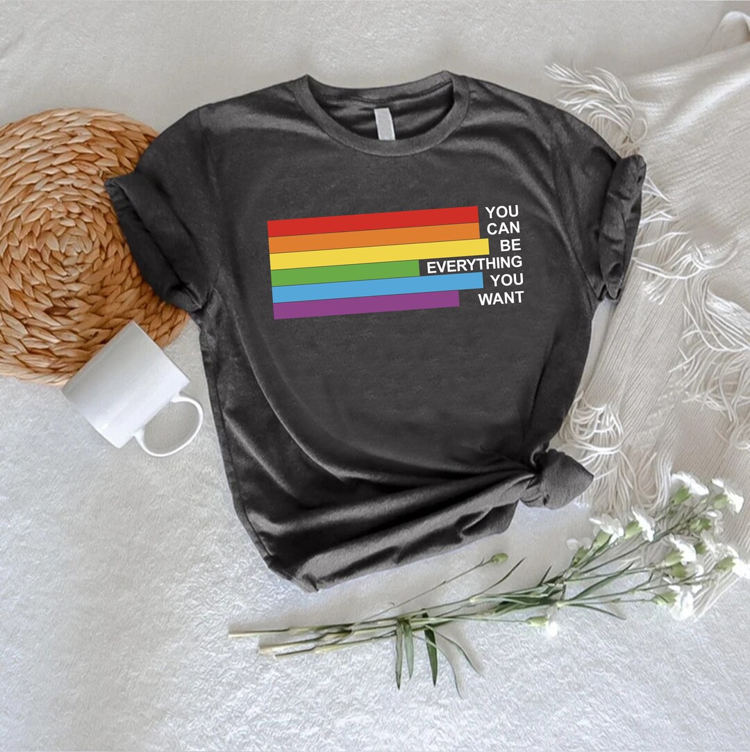 LGBTQ Rainbow Lines Tshirt, You Can Be Everything You Want Shirt,lgbtq ...