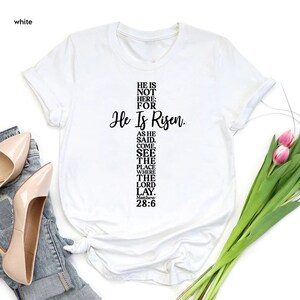 Jesus Cross Shirt, He is Risen Shirt, Easter Quote Shirt, Resurrection ...