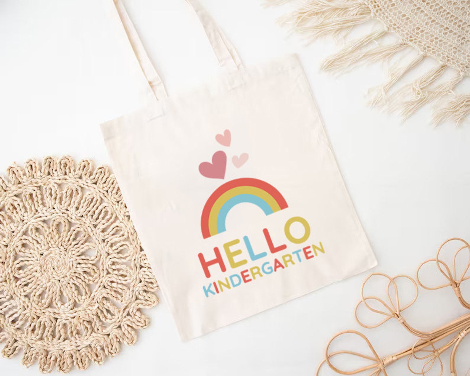 Hello Kindergarten Tote Bag,rainbow School Book Bag,1st Day of School ...