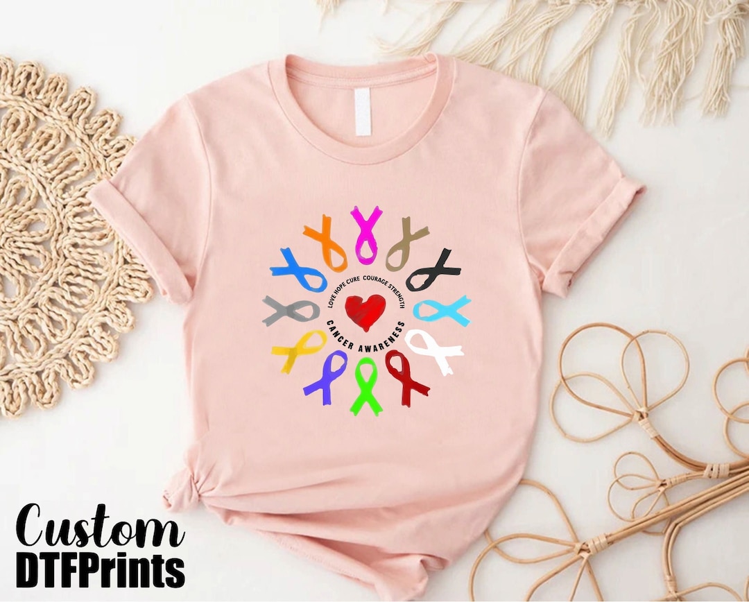 Cancer Ribbons T-shirt, Cancer in All Colors Shirt, Cancer Awareness ...