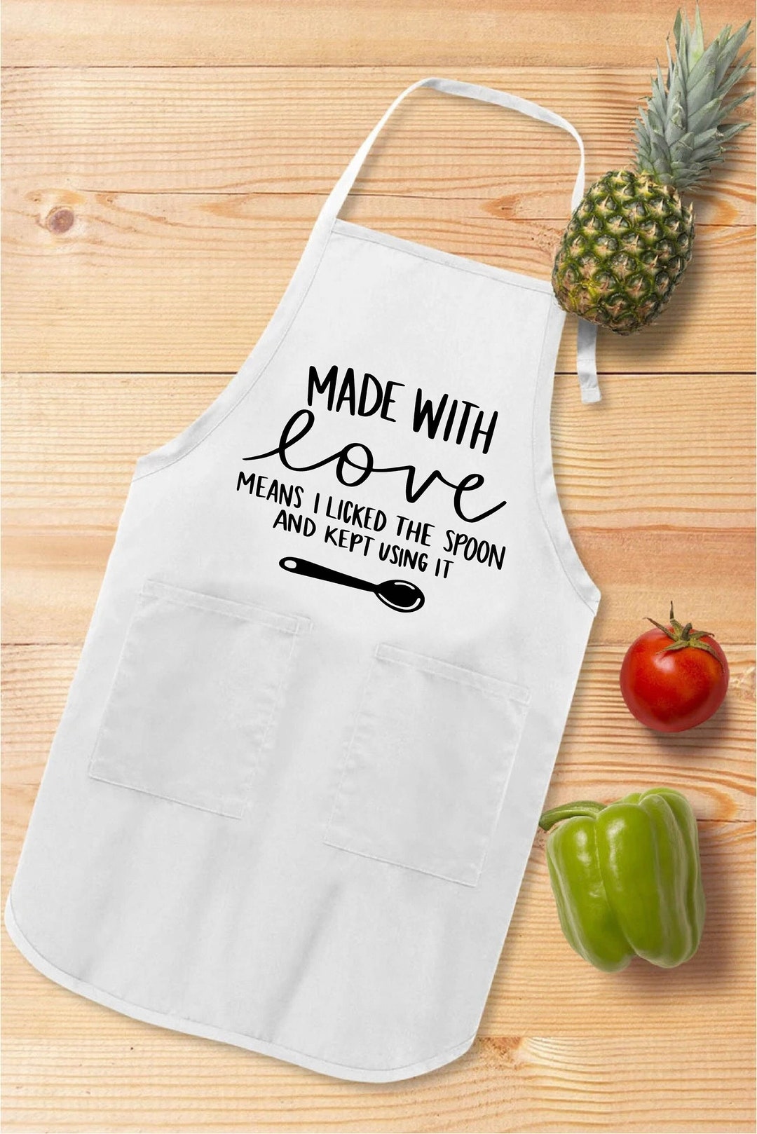 Made With Love Apron, Sarcastic Kitchen Apron, Funny Kitchen Sayings ...