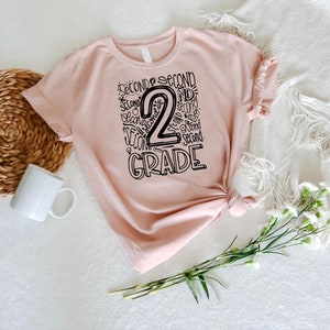 2nd Grade Graphic Shirt, Typography Shirt, Second Grade Gift, 2nd Grade ...