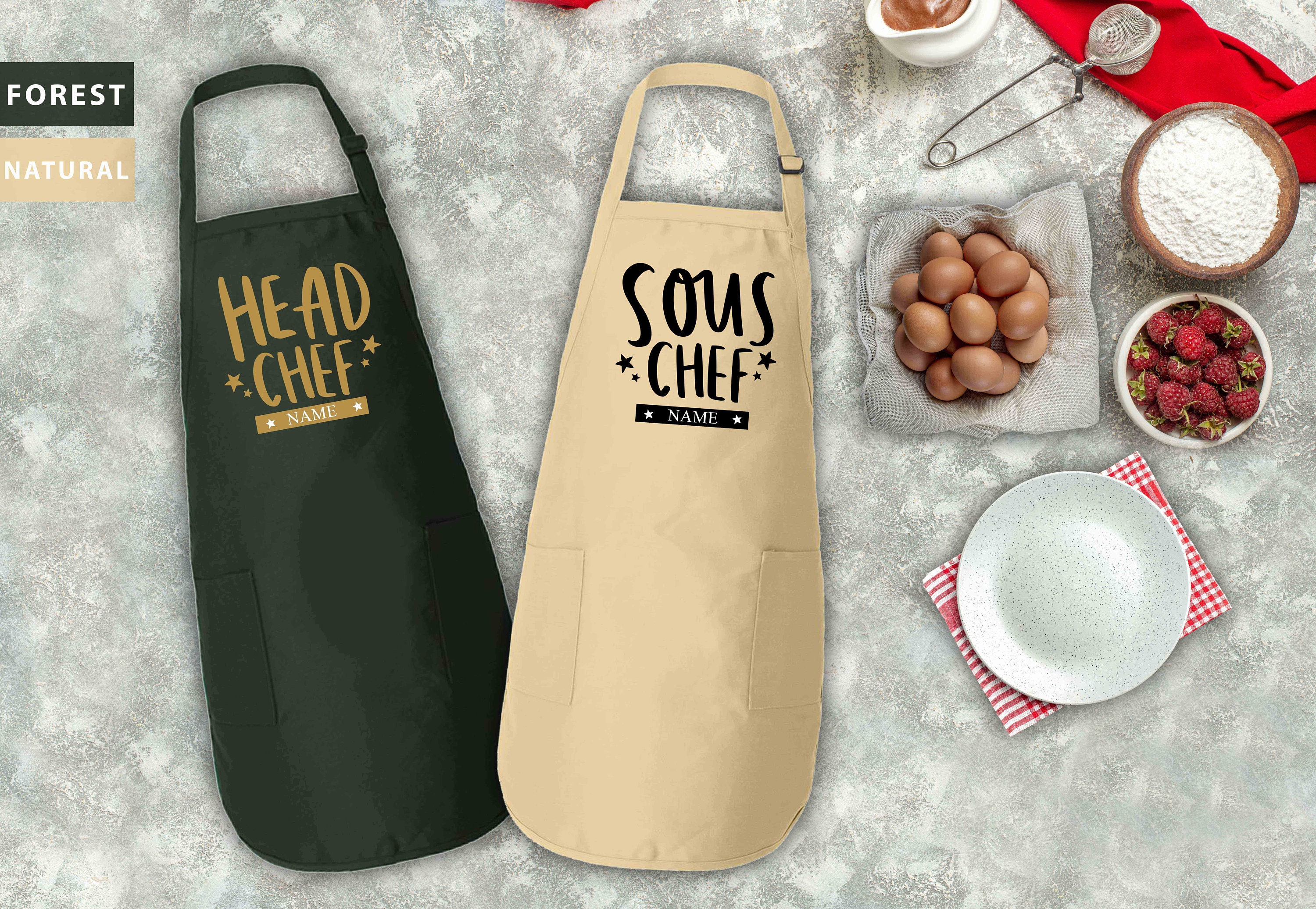 Head Chef Sous Chef Apron, Couple Matching Gift, Personalized Kitchen ...