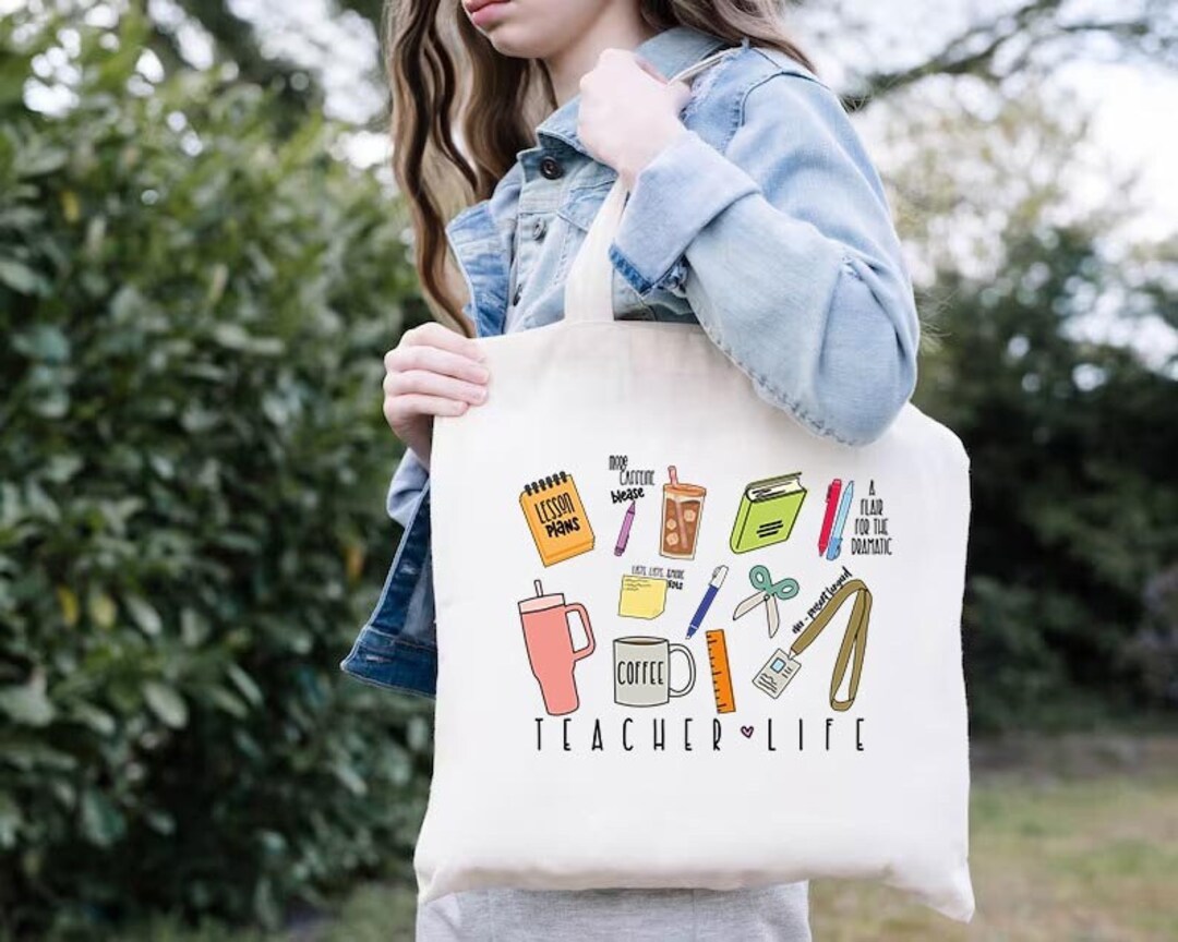 Teacher Life Tote Bag, Teachers Book Bag, Back to School Bag for ...