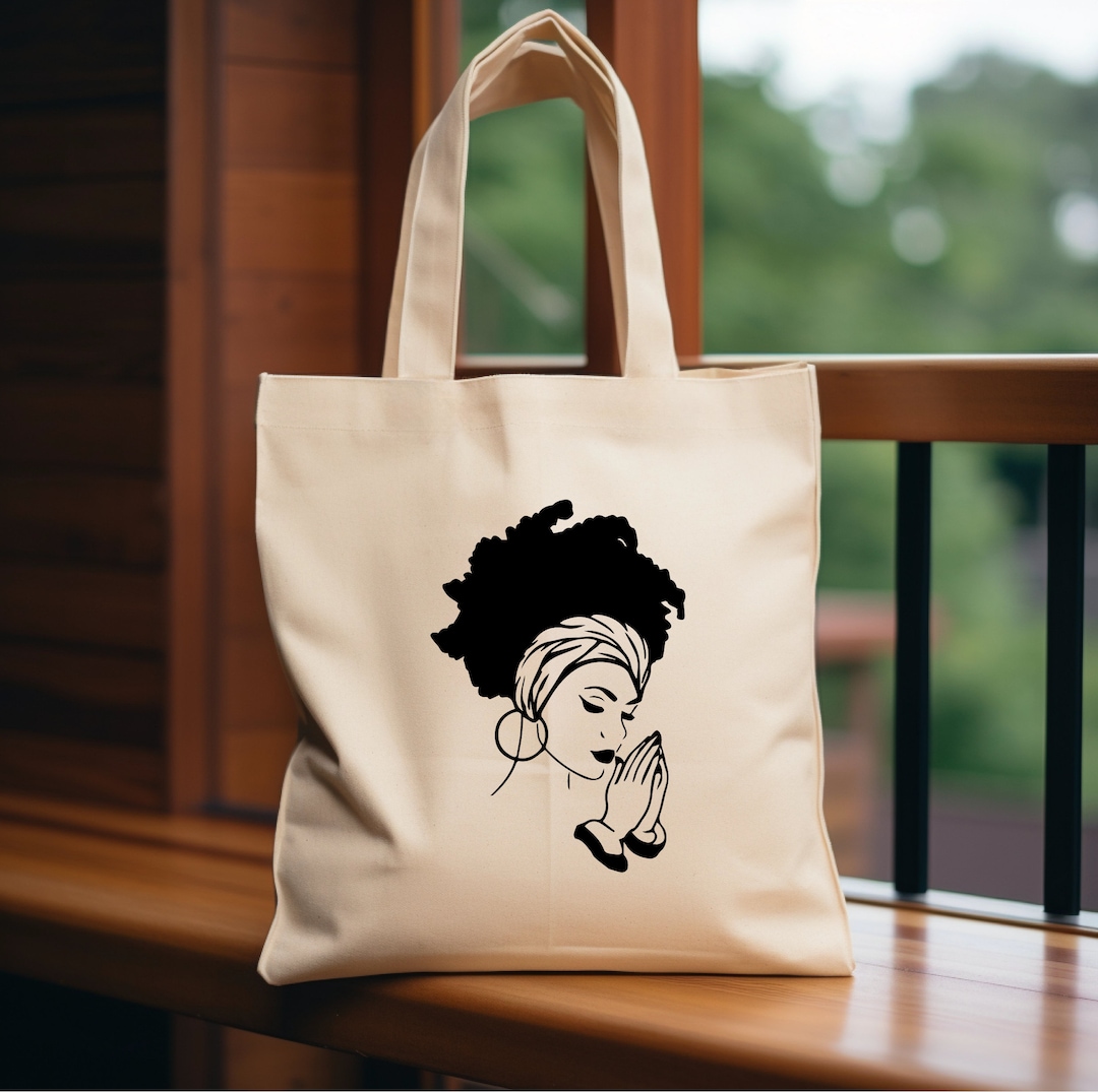 Afro Woman Tote Bag, Praying Woman Bag, Black Lives Matter Tote ...