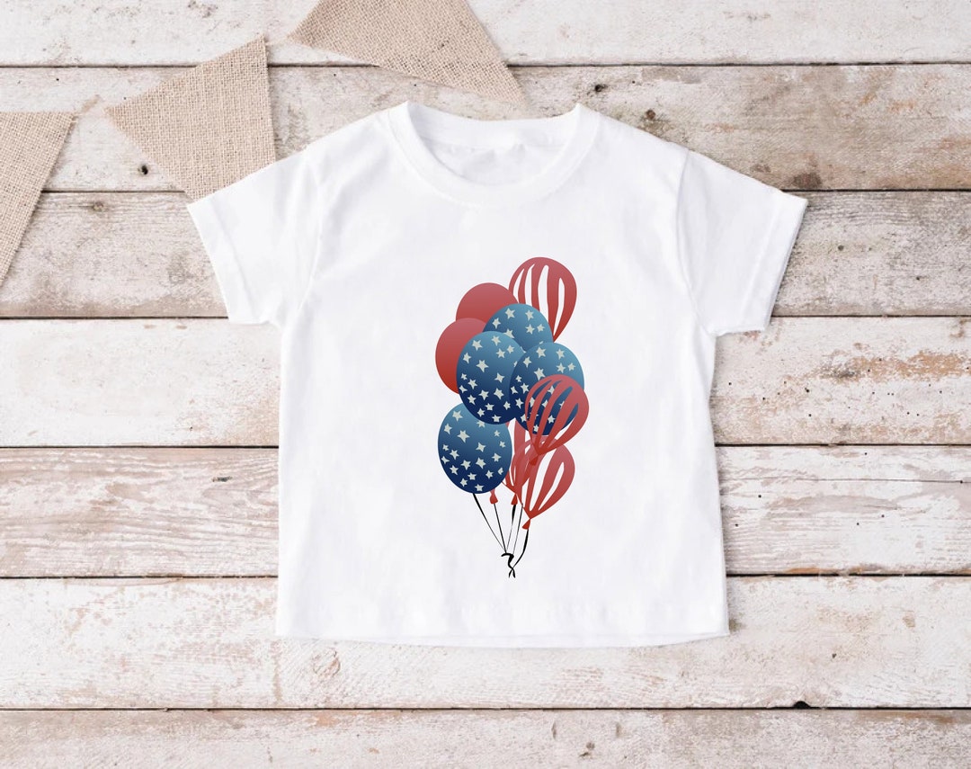 American Flag Balloons Shirt,kids Patriotic Tshirt,july 4th Shirt for ...