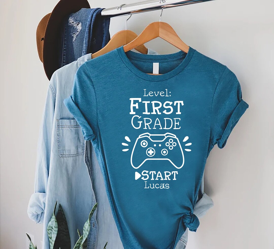 Level First Grade Start Shirt, Custom School Shirts, Personalized First ...