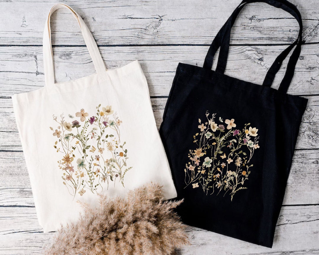 Wild Flower Tote Bag, Vintage Botanical Floral Tote Bag,simple Flower ...
