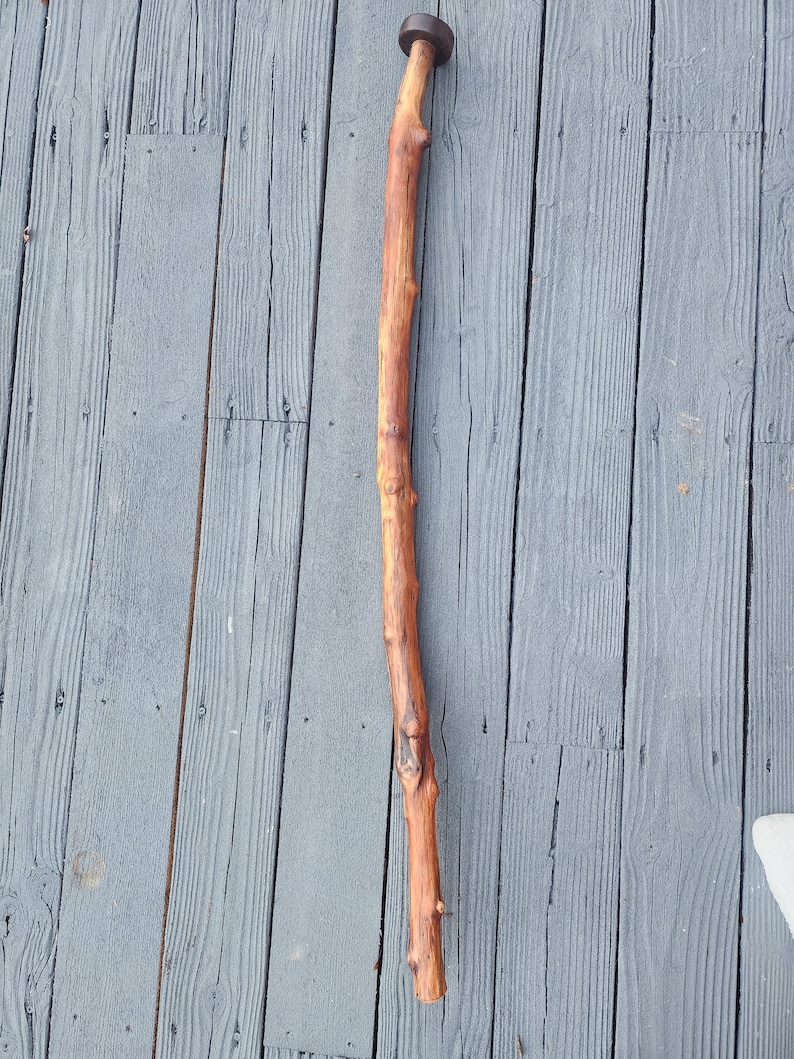Alder and Walnut Handmade Crooked Walking Stick. Rustic Hiking - Etsy