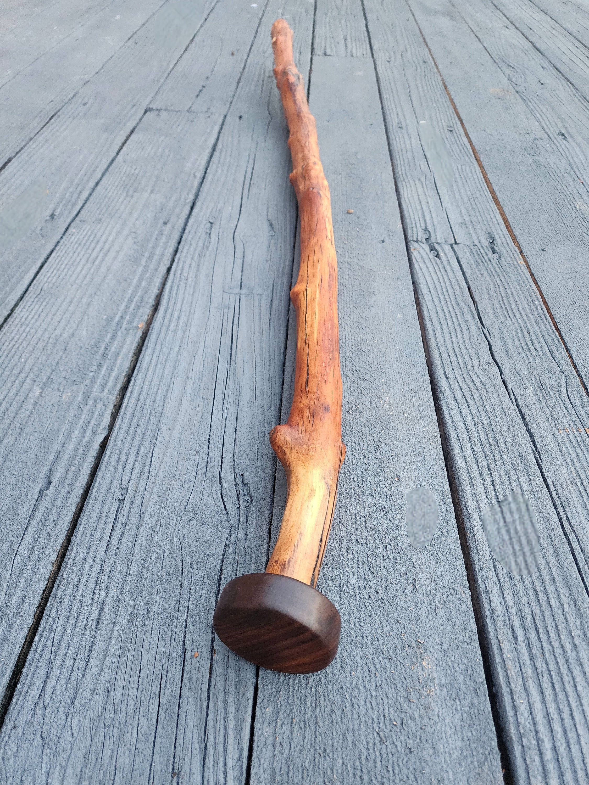 Alder and Walnut Handmade Crooked Walking Stick. Rustic Hiking Stick ...