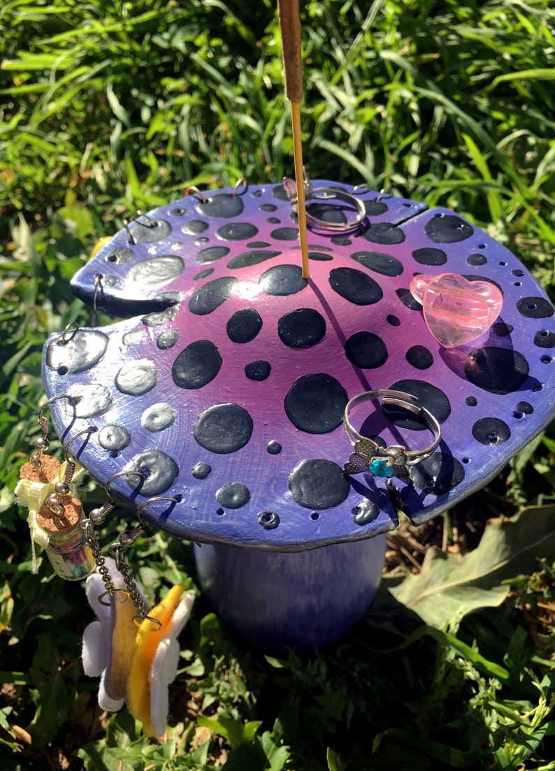 Purple Mushroom Accessory Stand Handmade Mushroom Trinket - Etsy
