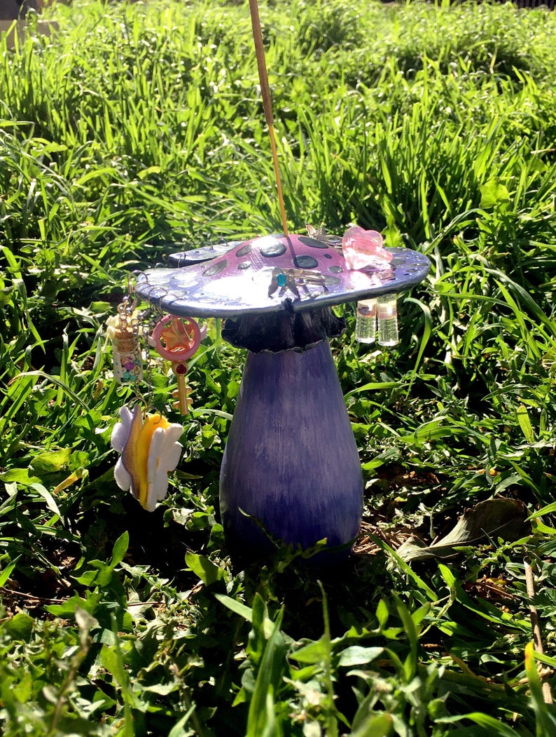 Purple Mushroom Accessory Stand Handmade Mushroom Trinket - Etsy