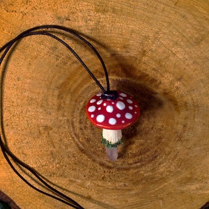 Whimsical Quartz Mushroom Necklace | Handmade Nature Jewelry | Red ...