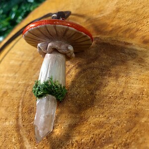 Whimsical Quartz Mushroom Necklace | Handmade Nature Jewelry | Red ...