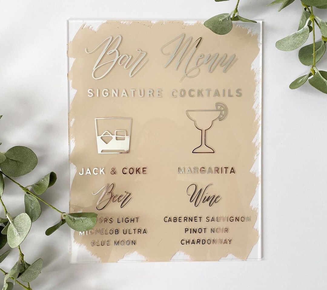 Acrylic Bar Menu Sign Drinks Menu Acrylic Bar Sign - Etsy