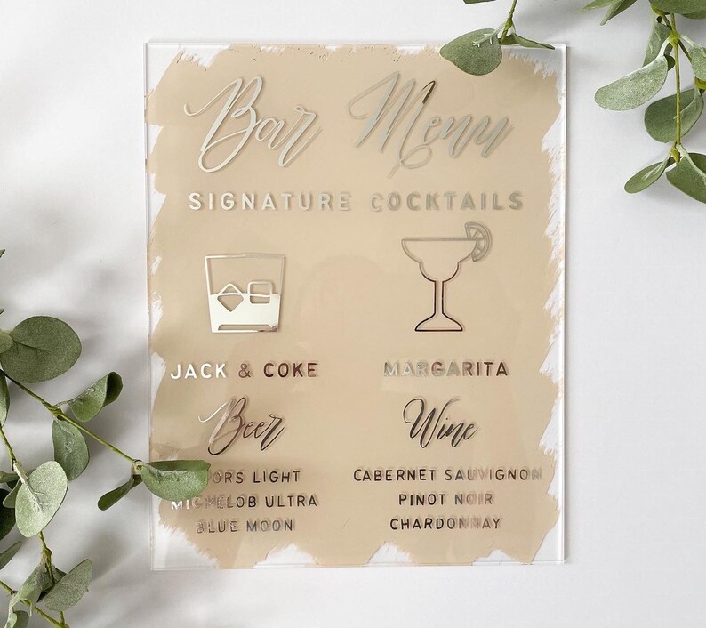 Acrylic Bar Menu Sign Drinks Menu Acrylic Bar Sign - Etsy