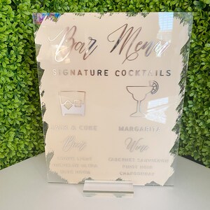 Acrylic Bar Menu Sign Drinks Menu Acrylic Bar Sign - Etsy