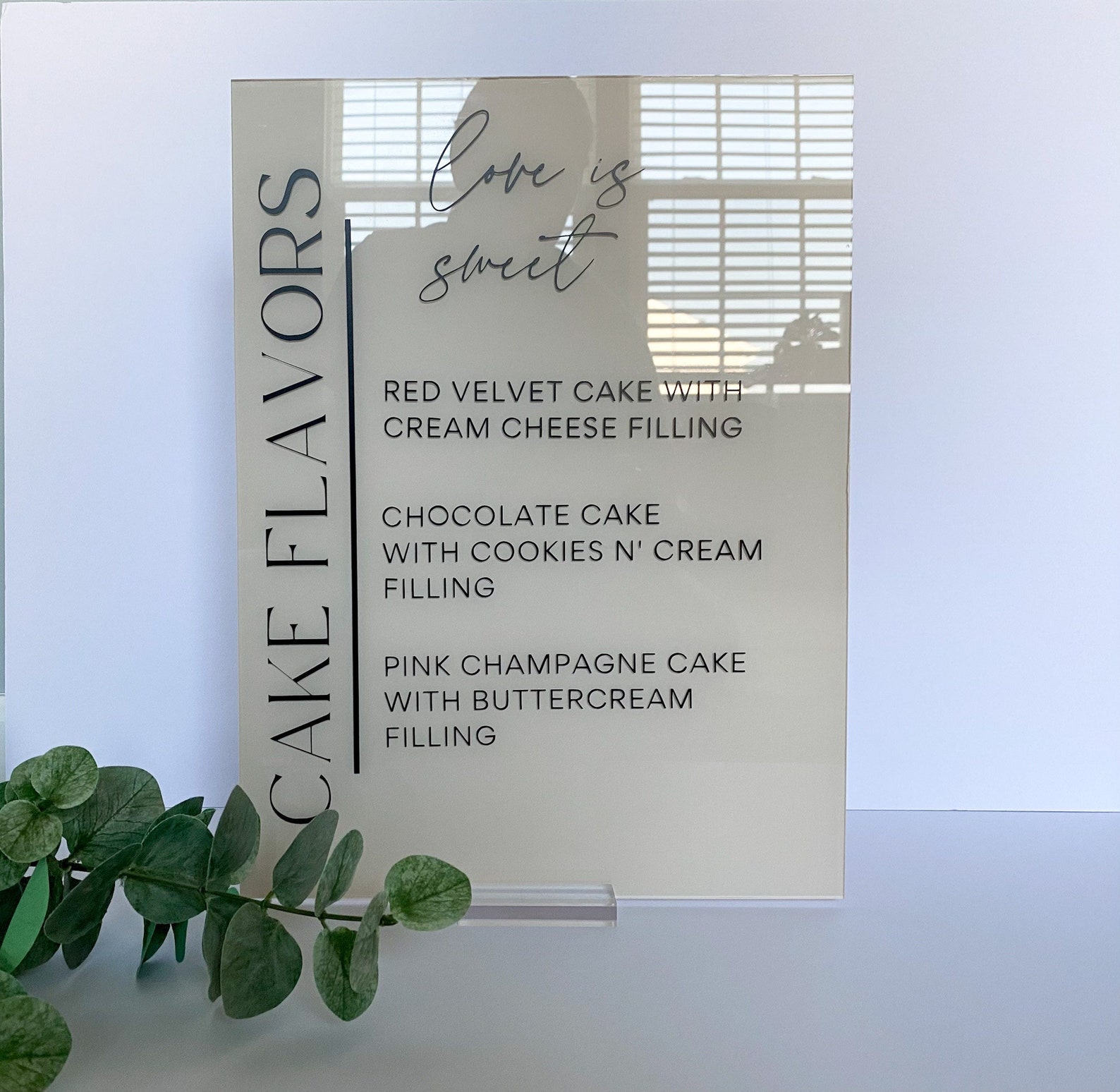 Acrylic Cake Menu Sign, Wedding Cake Flavors Sign, Cake Table Sign - Etsy