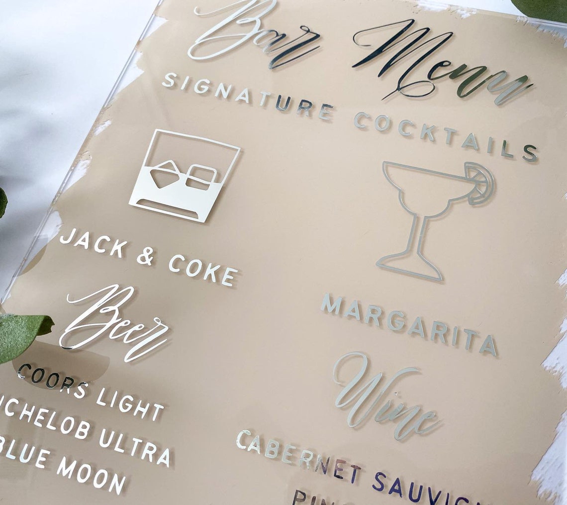 Acrylic Bar Menu Sign Drinks Menu Acrylic Bar Sign - Etsy