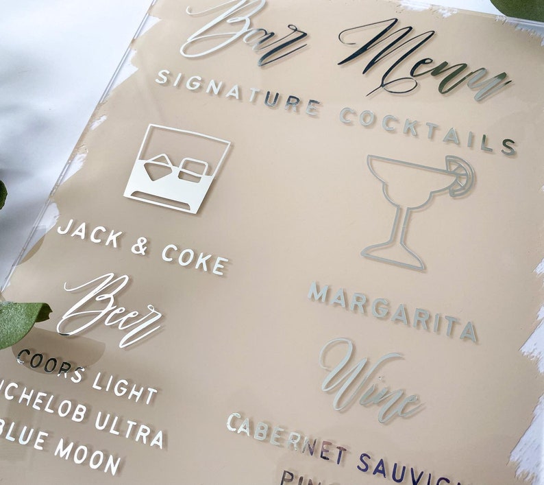 Acrylic Bar Menu Sign Drinks Menu Acrylic Bar Sign - Etsy