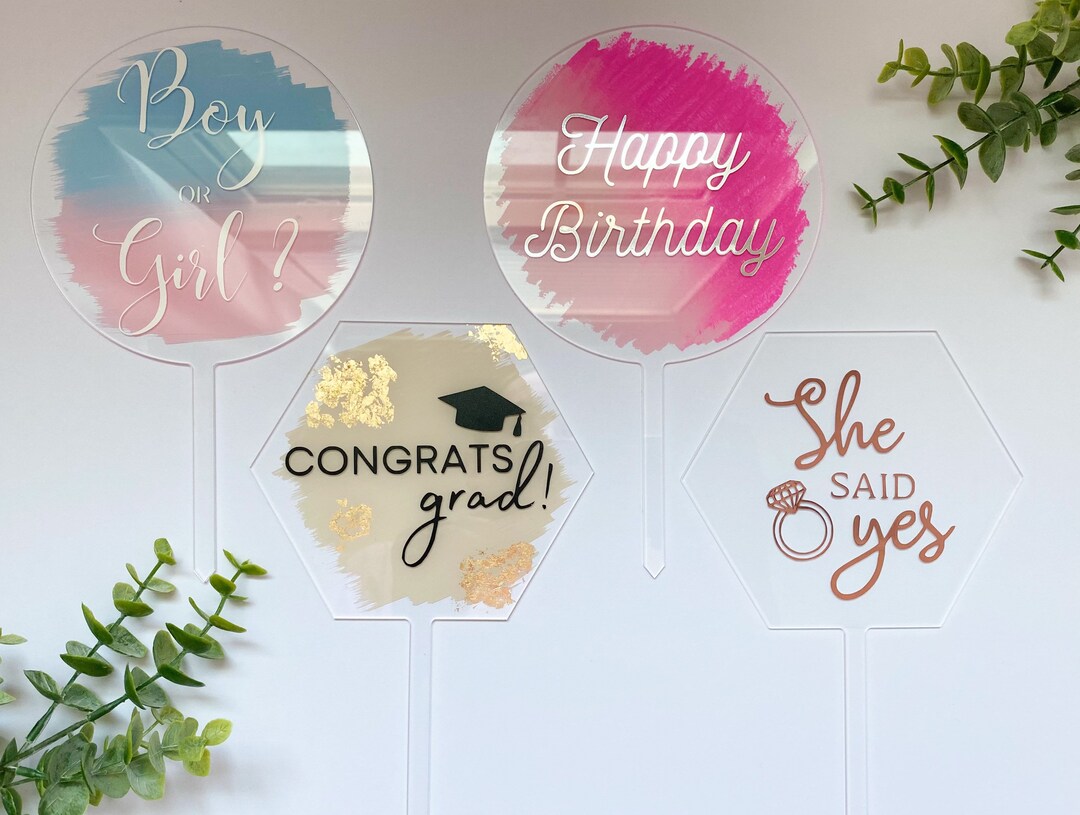5 Custom Cake Topper Acrylic Cake Topper Custom Cake - Etsy