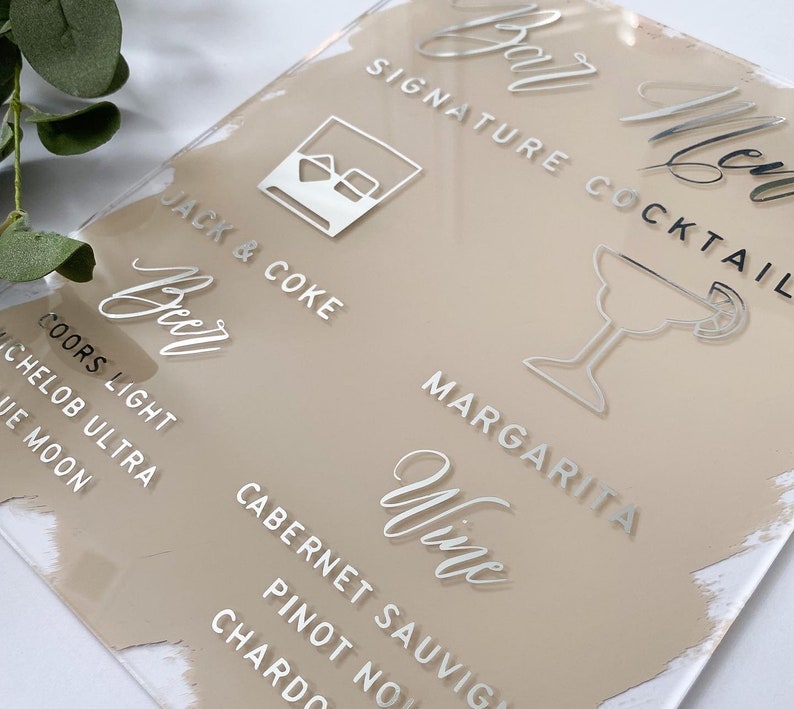Acrylic Bar Menu Sign Drinks Menu Acrylic Bar Sign - Etsy
