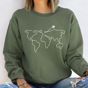 Travel Sweatshirt, World Map Sweater, Adventure Sweatshirt, Road Trip ...