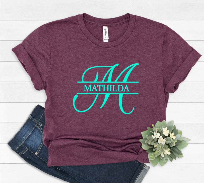 Monogram Alphabet Split Monogram Monogrammed Children Shirt - Etsy