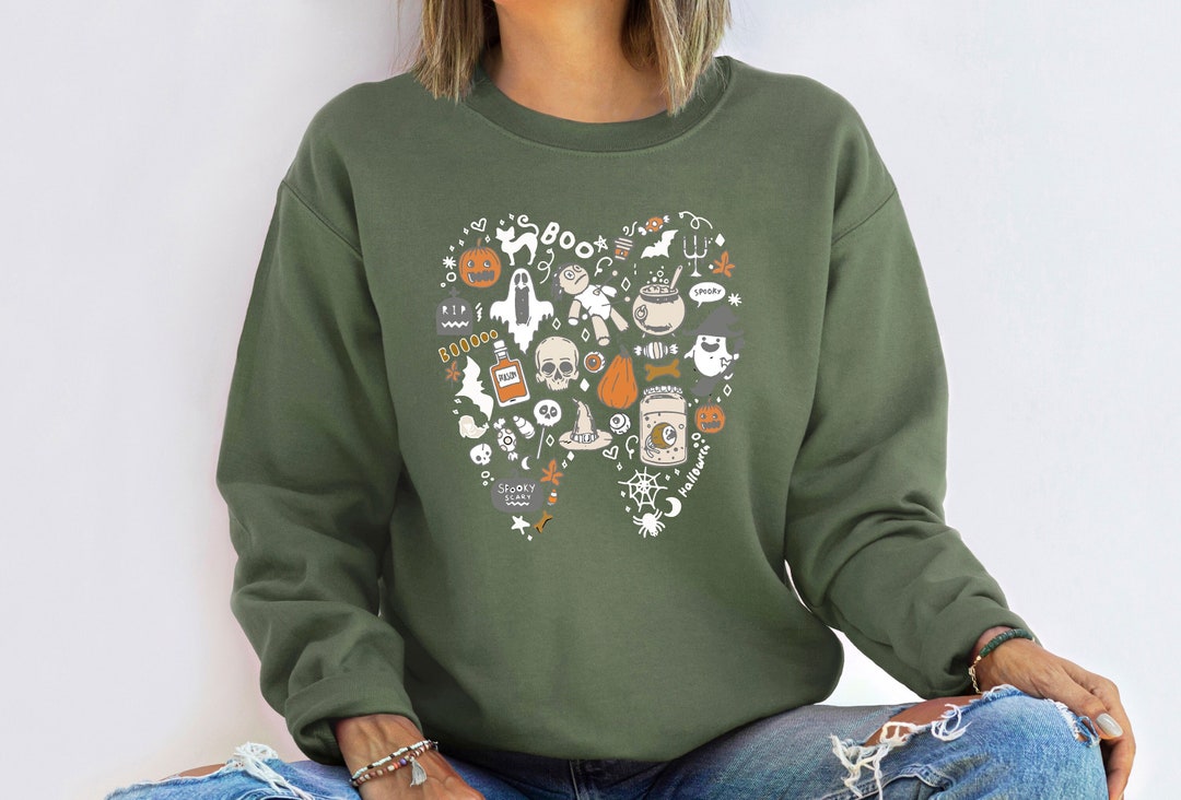 Funny Halloween Dentist Sweater, Spooky Halloween Dental Hoodie, Dental ...