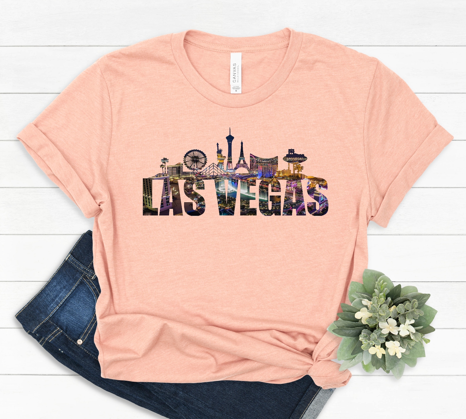 Las Vegas Skyline T-shirt: Nevada Vacation Souvenir - Etsy