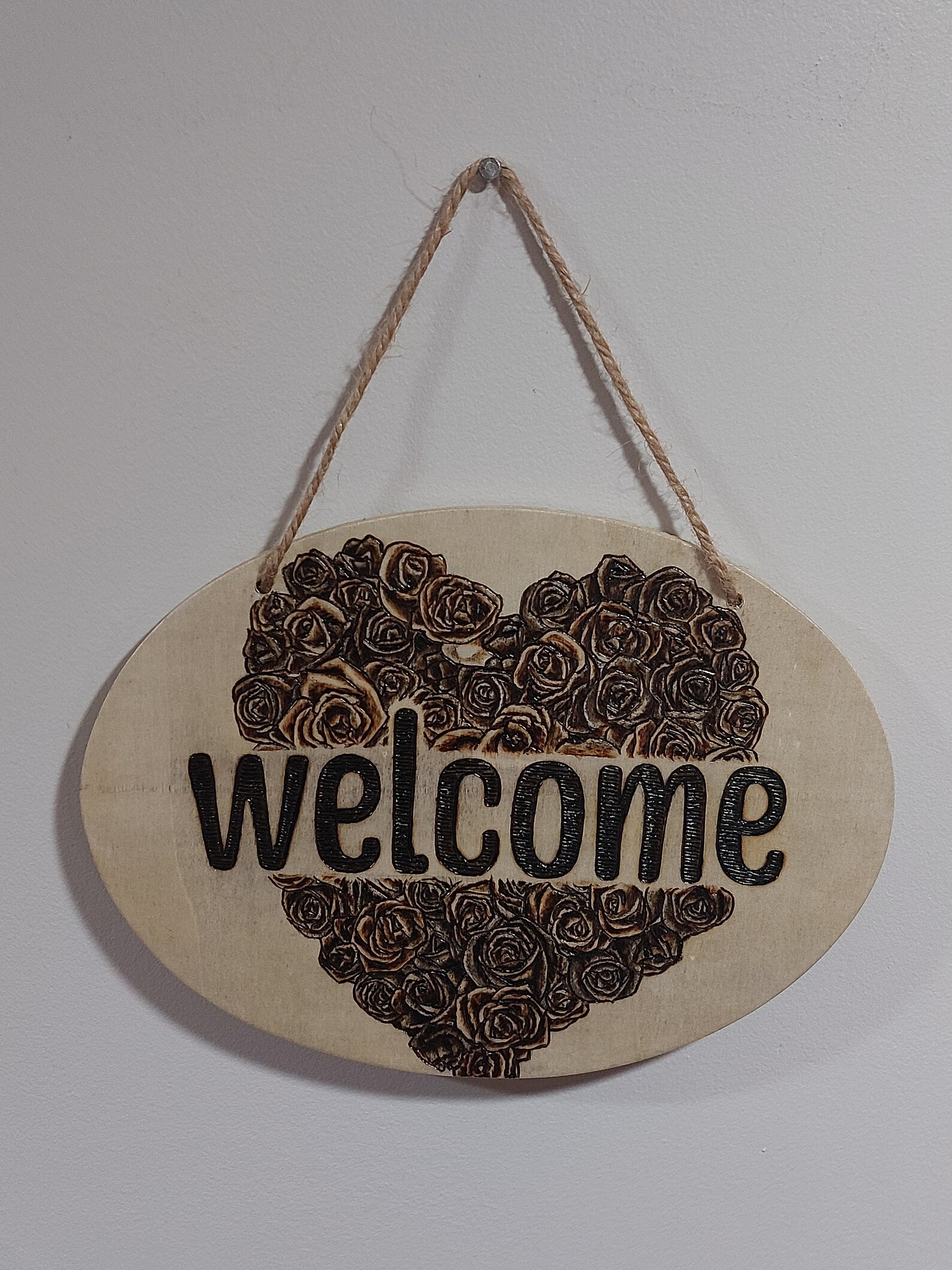 Handmade Roses Welcome Sign Woodburn - Etsy