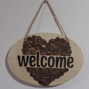 Handmade Roses Welcome Sign Woodburn - Etsy