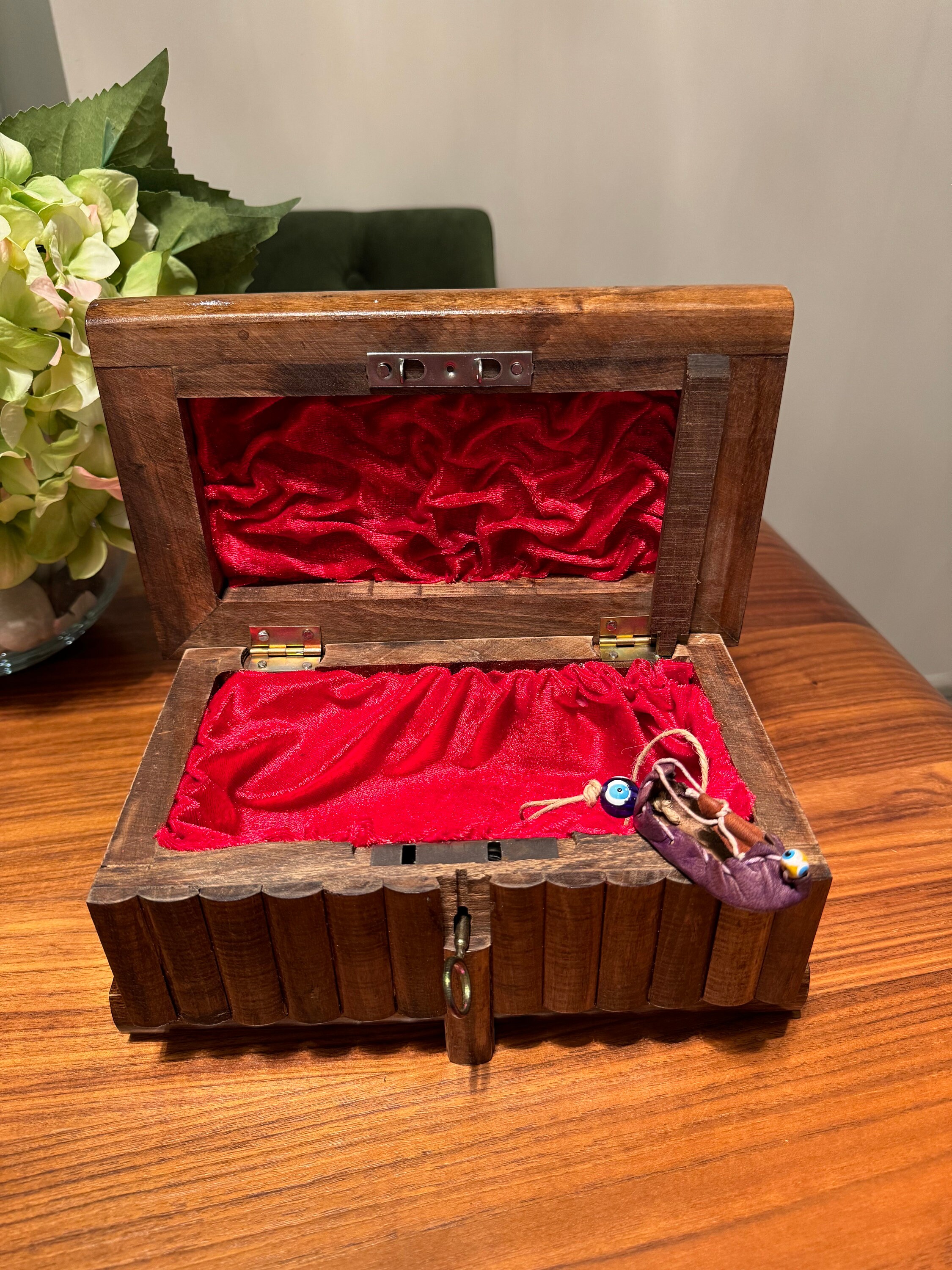 Hand Carved Walnut Wood Jewellery Box, Walnut Carving, Secret Lock Wood ...