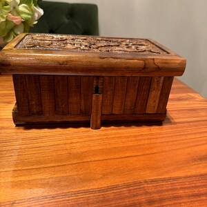 Hand Carved Walnut Wood Jewellery Box, Walnut Carving, Secret Lock Wood ...