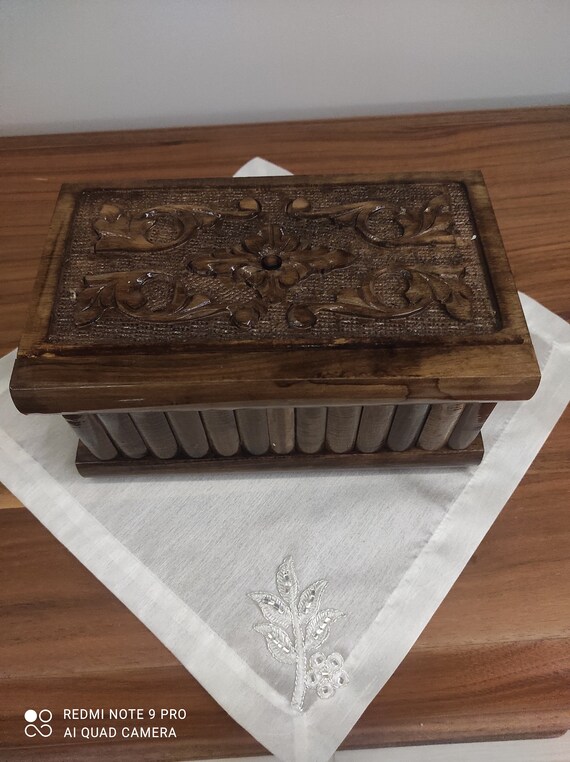 Hand Carved Walnut Wood Jewellery Box Walnut Carving Secret - Etsy