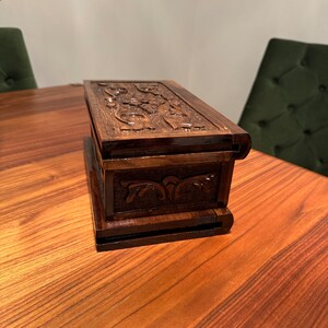 Hand Carved Walnut Wood Jewellery Box, Walnut Carving, Secret Lock Wood ...